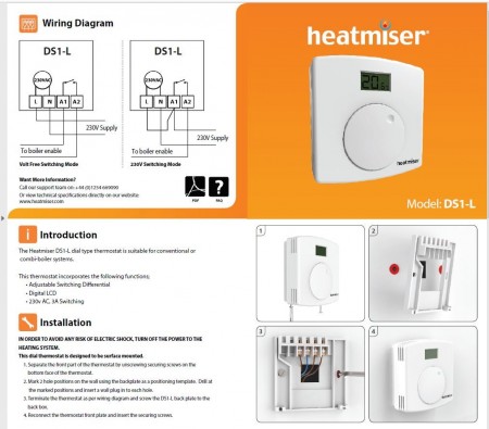 Heatmiser DS1-L Dial Type Thermostat | Underfloor Store